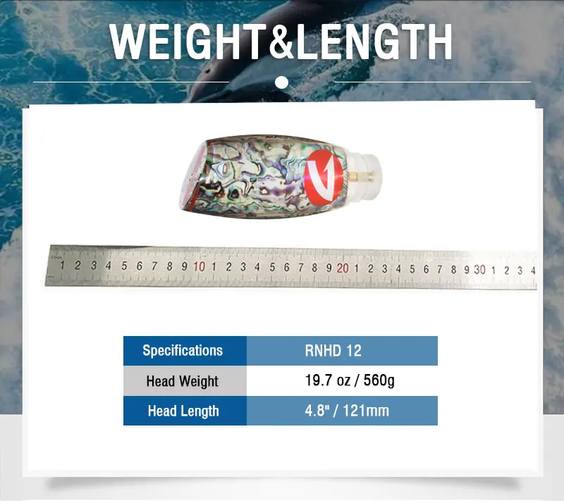 560g Deep Sea Fishing Bait Artificial Resin Head Skirt Marlin Tuna Wahoo Saltwater Trolling Lure ...