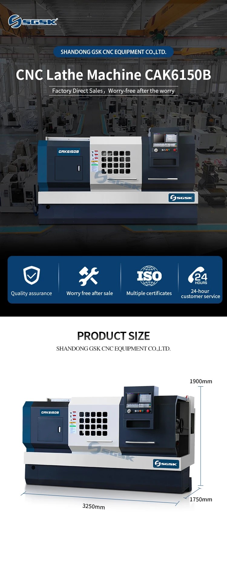 Syntec CNC Controller Double Spindle Lathe Machine CAK6150