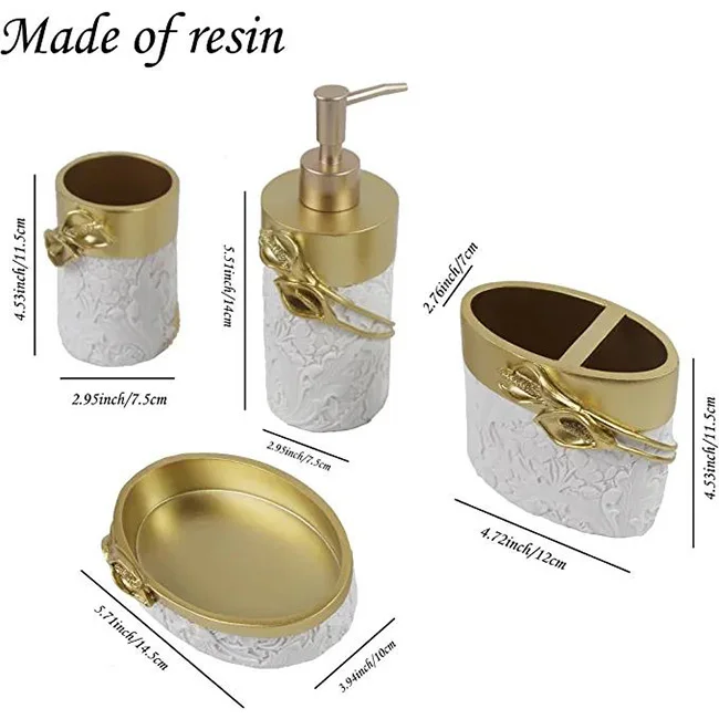 6 Piece Set Luxury Modern Marble Rose Gold Bathroom Accessories Set ...