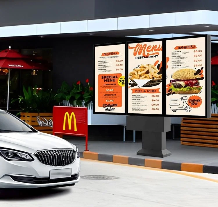 Outdoor Ip66 Waterproof Digital Menu Boards With Three Lcd Screen ...