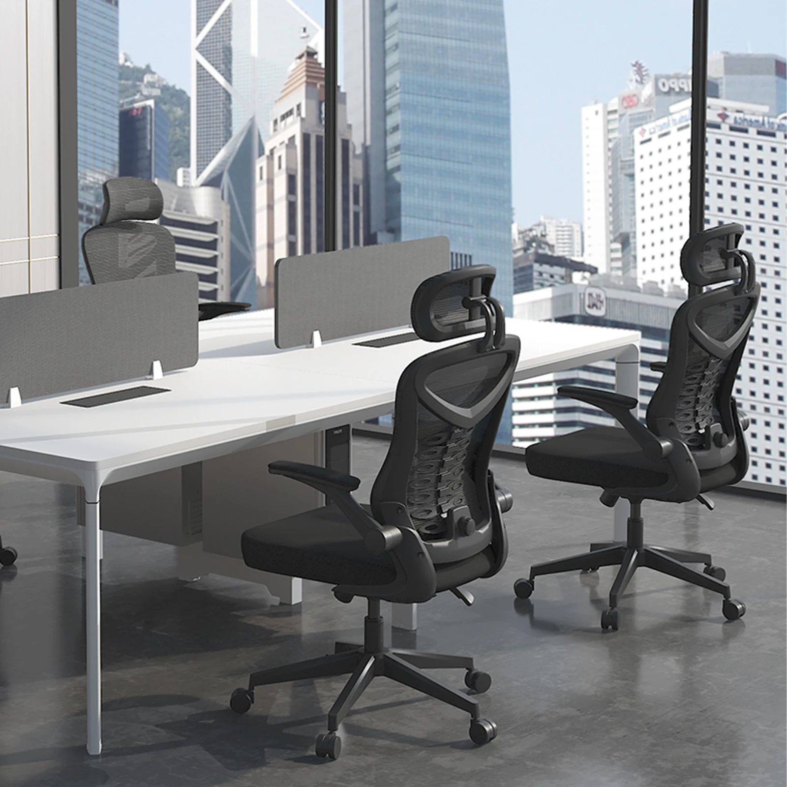 Modern Ergonomics Best Executive Office Chair Gray Mesh With Adjustable ...