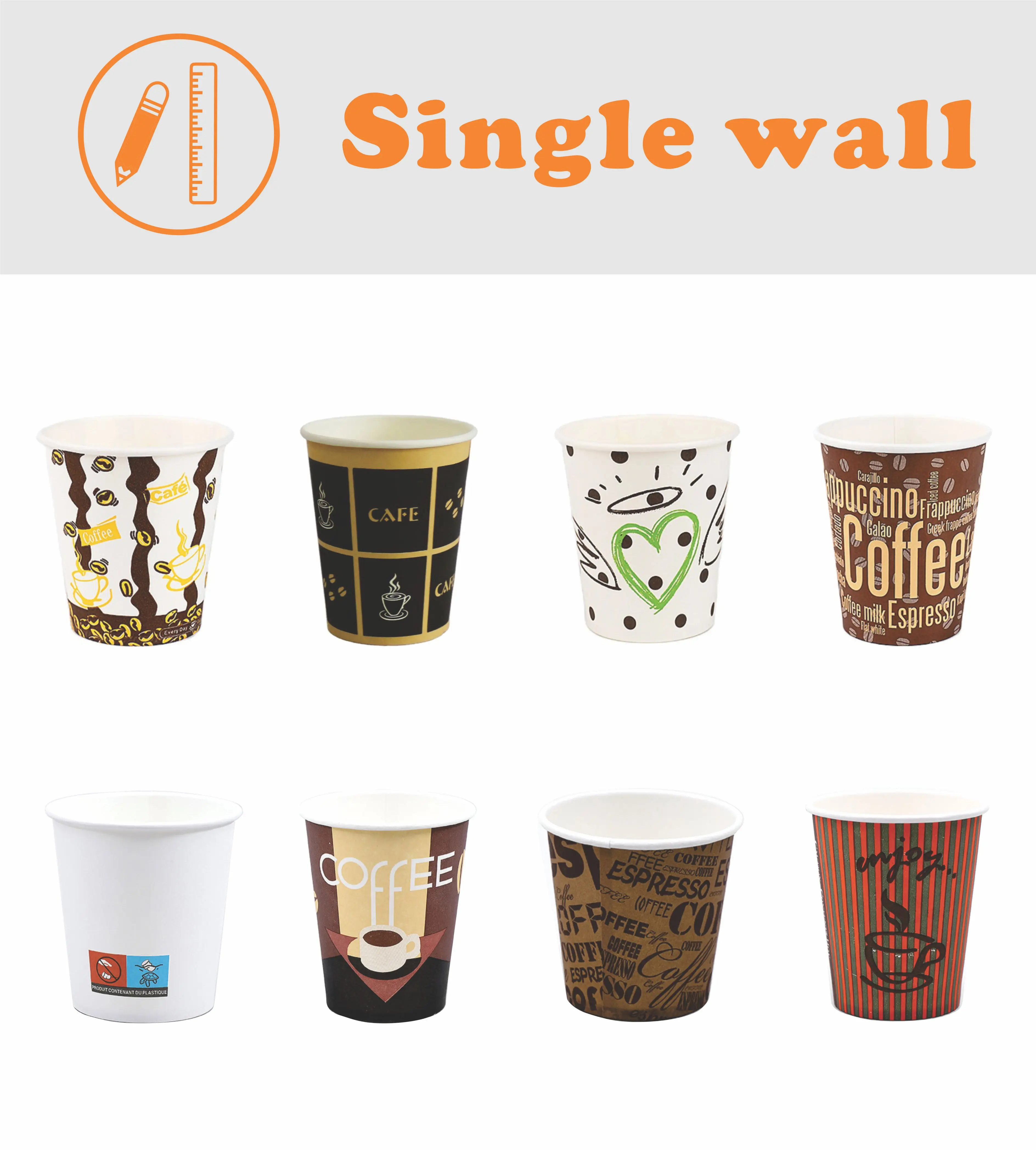 Eco Friendly Take Away Food Container 8oz Single Wall Cup With Logo Coffee Paper Cup| Alibaba.com
