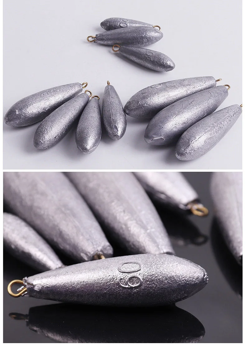 Fishing Lead Sinkers Water Drop Shape Weights Sinkers With Ring Casting ...