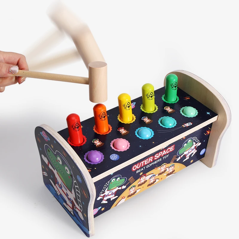 Wooden Children Knocking Toy Whack A Mole Color Learning Toy Wooden ...