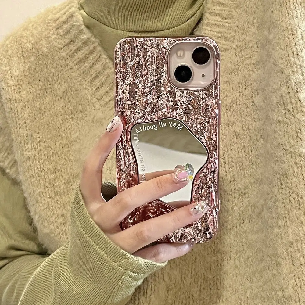 Fashion Pleated Mirror Surface Woman Phone Cover Apple Mobile Phone ...