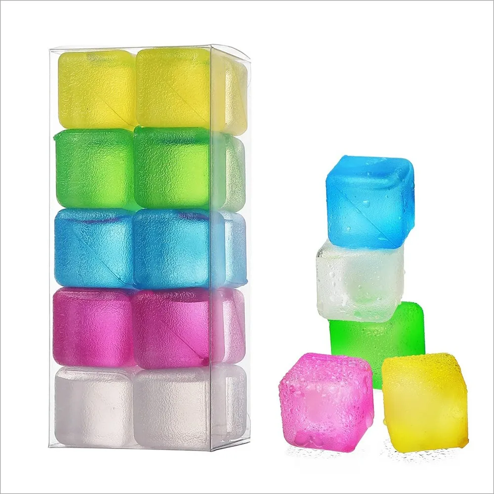 Colorful Refreezable Reusable Plastic Ice Cubes for Drinks Whiskey ...