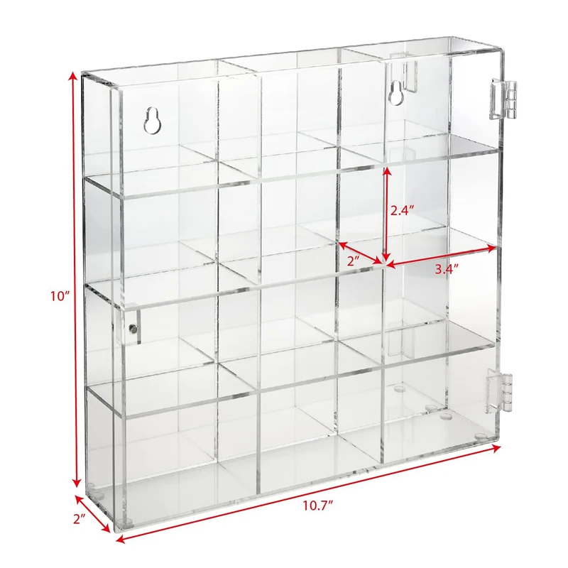 Acrylic Display Case Clear Wall Mounted Or Desktop 12 Compartments ...
