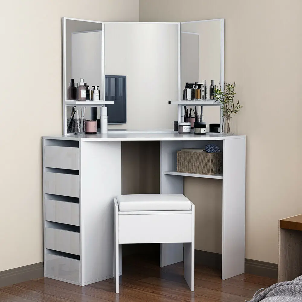 Modern Desktop Dressing Table Cabinet Makeup Vanities Dressers Desk ...