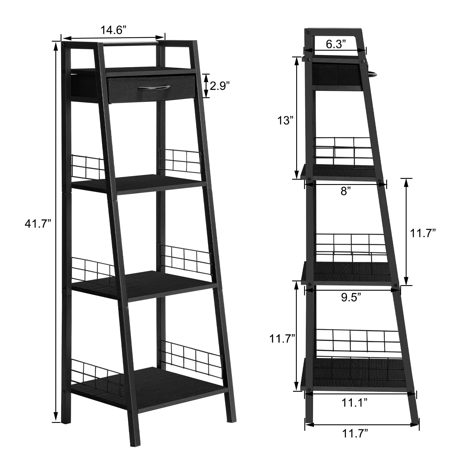 4 Tier Black Metal Shelving Kitchen Standing Storage Rack Organizer ...