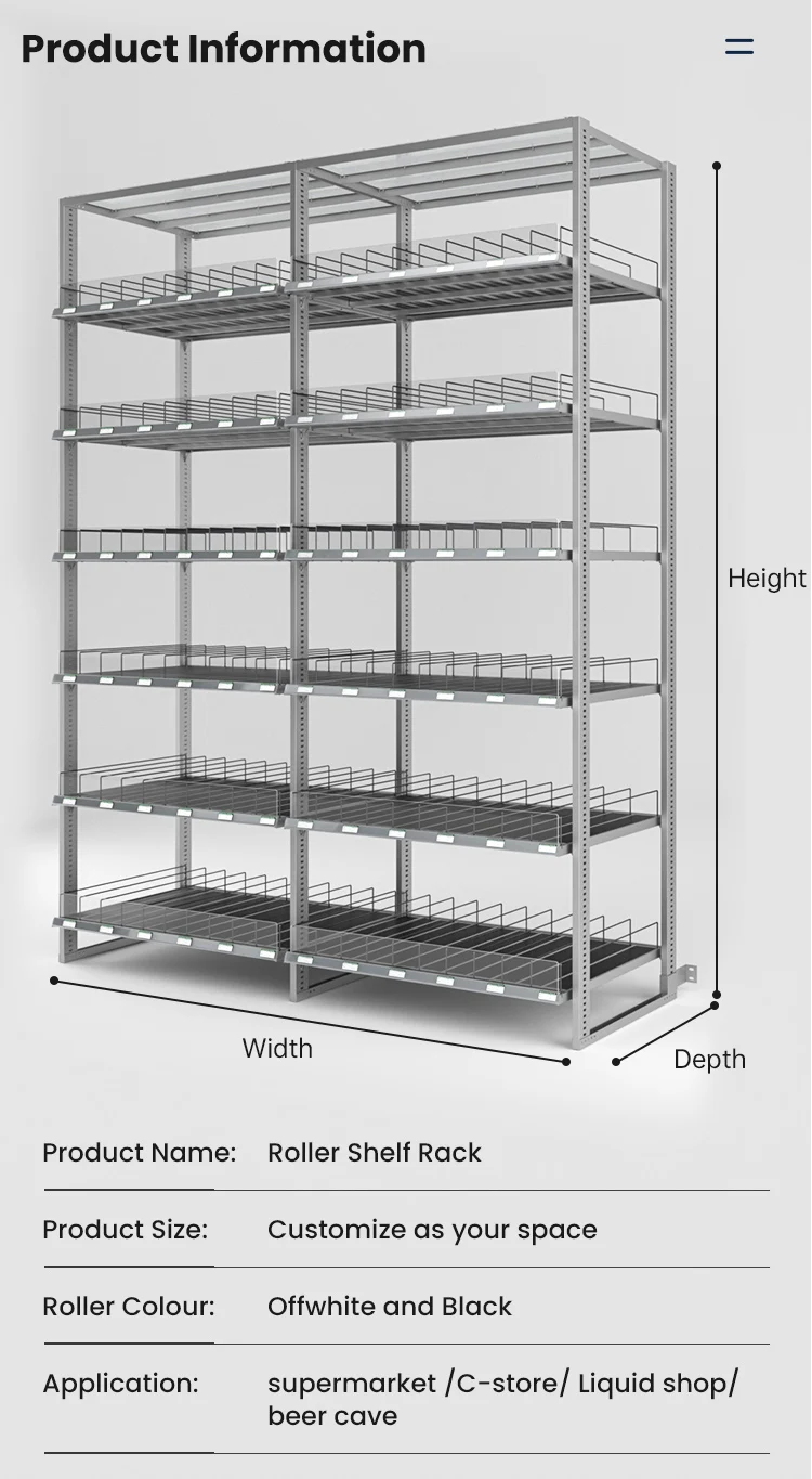 Aluminium Auto Gravity Feed Roller Shelf System Bottle Display Pusher ...