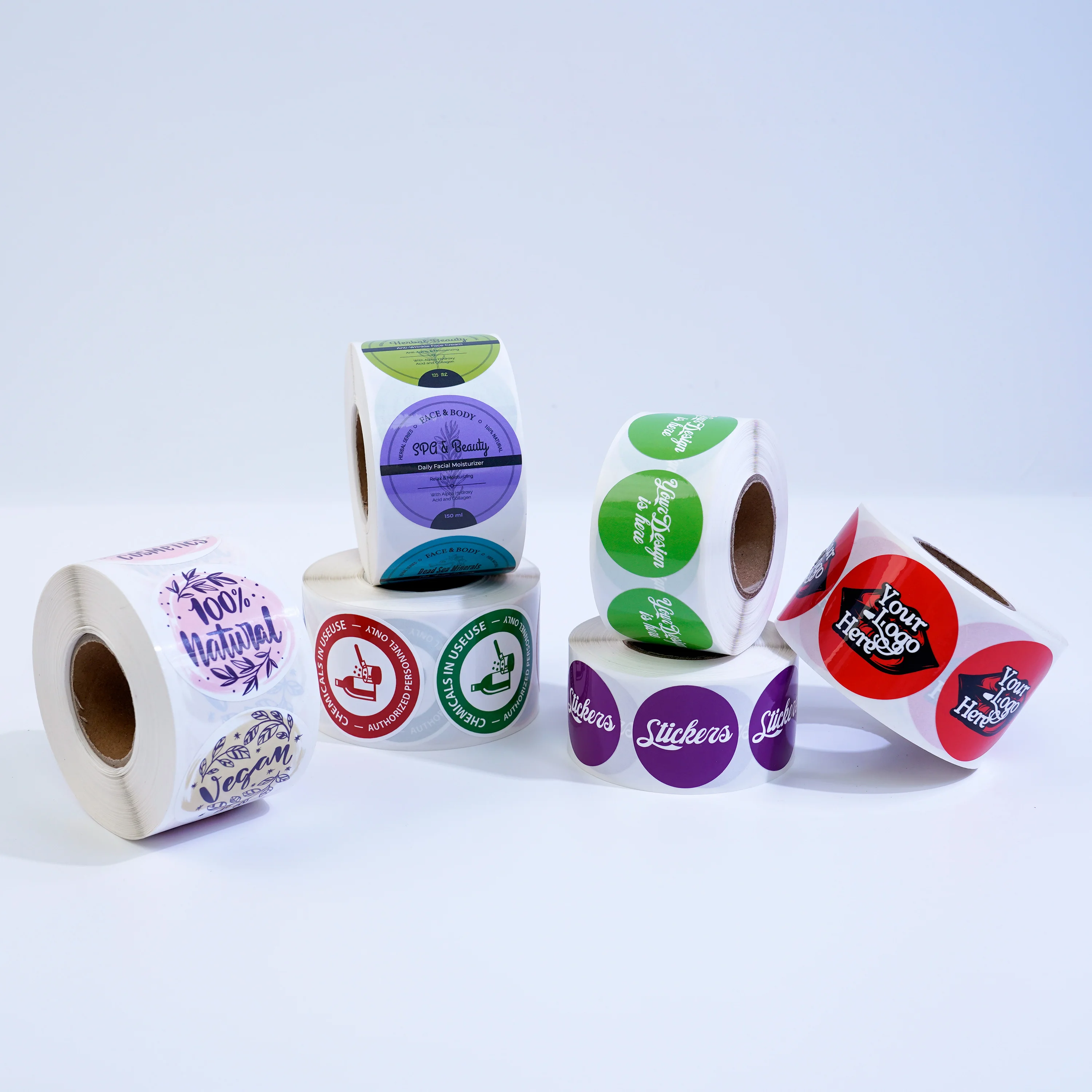 Custom Printing Logo Circle Packaging Label Stickers Paper Vinyl ...