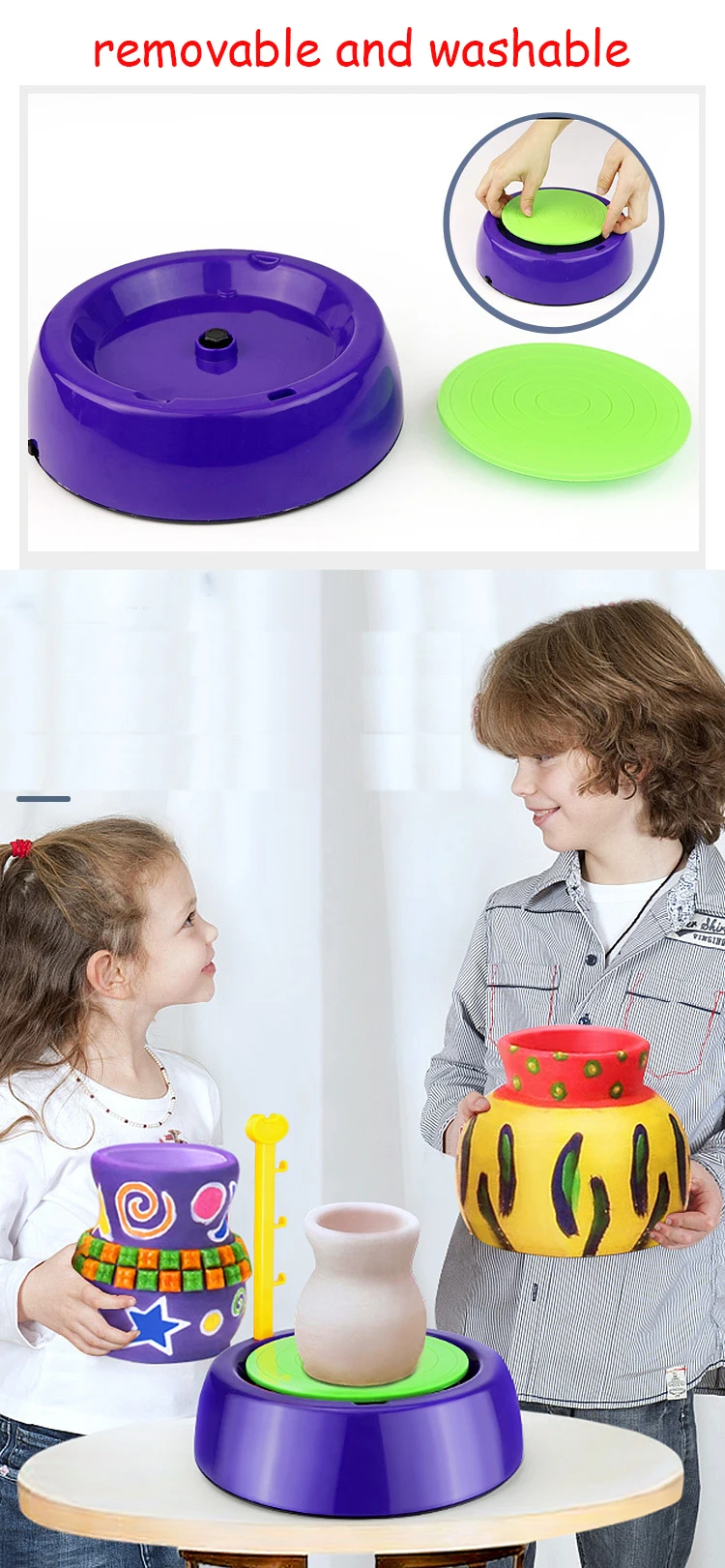 Early Educational Child Toy DIY Hand Make Ceramic Pottery Machine Kids ...