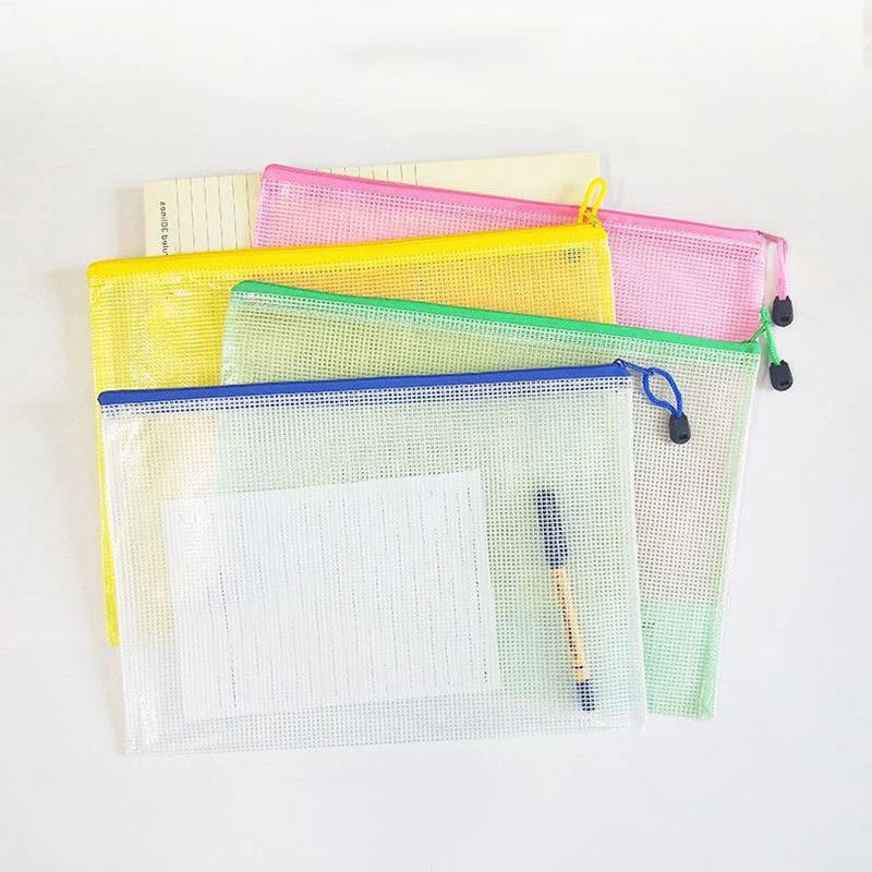 Customized Size Office PVC Zipper File Bags Waterproof Mesh Document ...