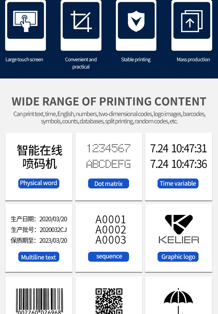 KELIER Inkjet Printer - Efficient Coding for Various Materials