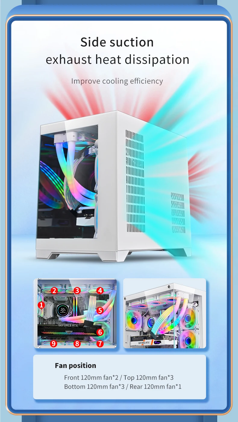 Atx Mid Tower Pc Case With Scientific Cooling Multiple Colors Usb Audio ...