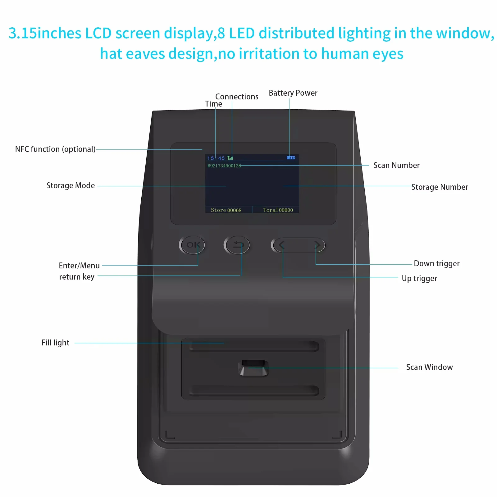 NFC OCR Data Display Bluetooth Passport Scanner MRZ