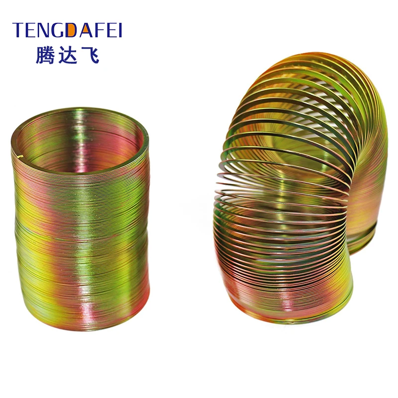 Custom Rainbow Kids Toy Metal Spring Ring Big Walking Slinkys Coil ...