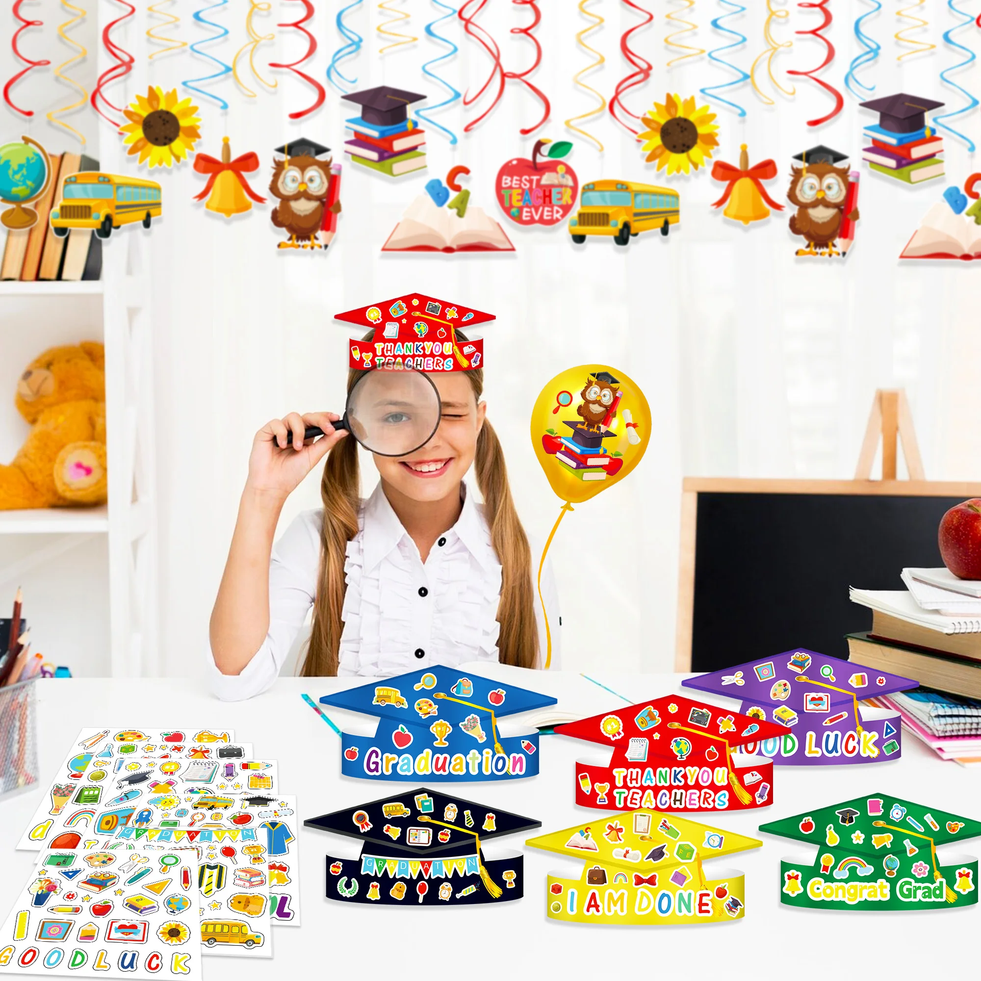 Et035 Kindergarten Graduation Diy Paper Hats Craft Kits With Stickers ...