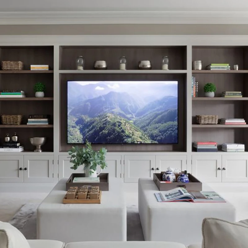 80 Inch TV Entertainment - Modern MDF TV Wall Unit Design