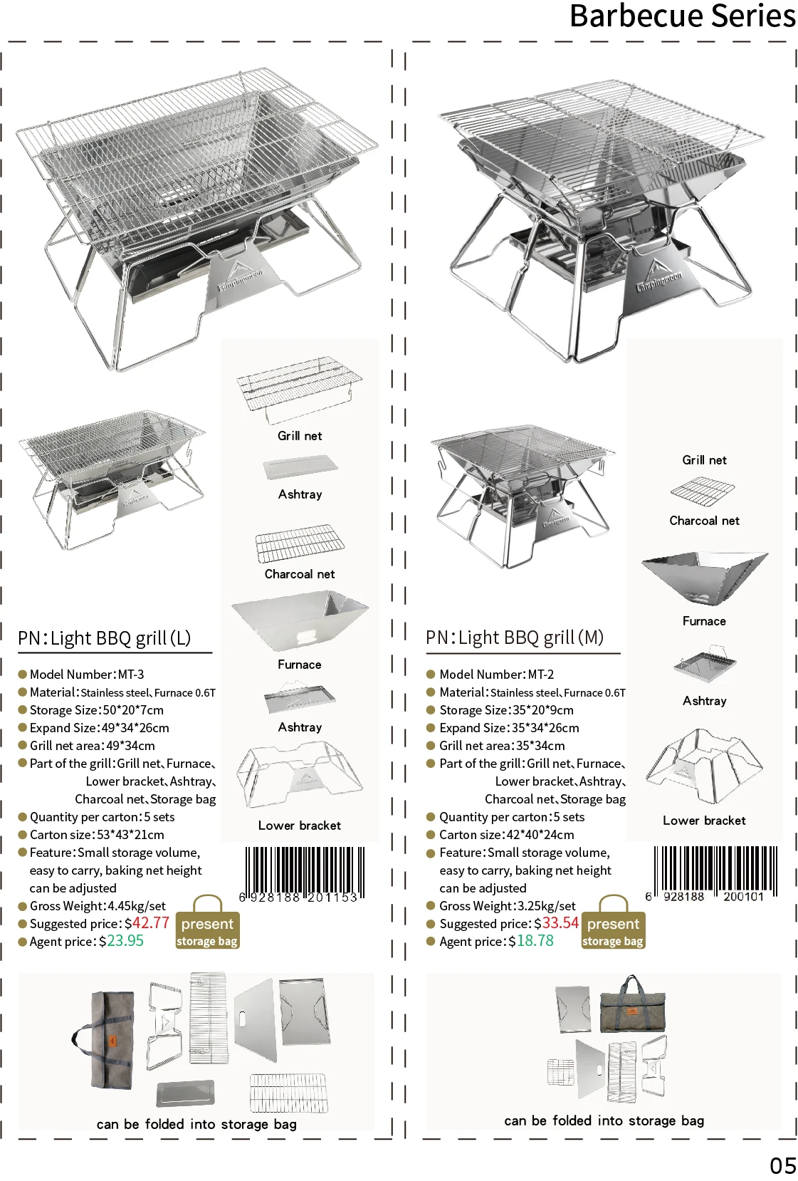Portable Folding Charcoal Grill Fire Pit Foldable Barbecue Grill ...