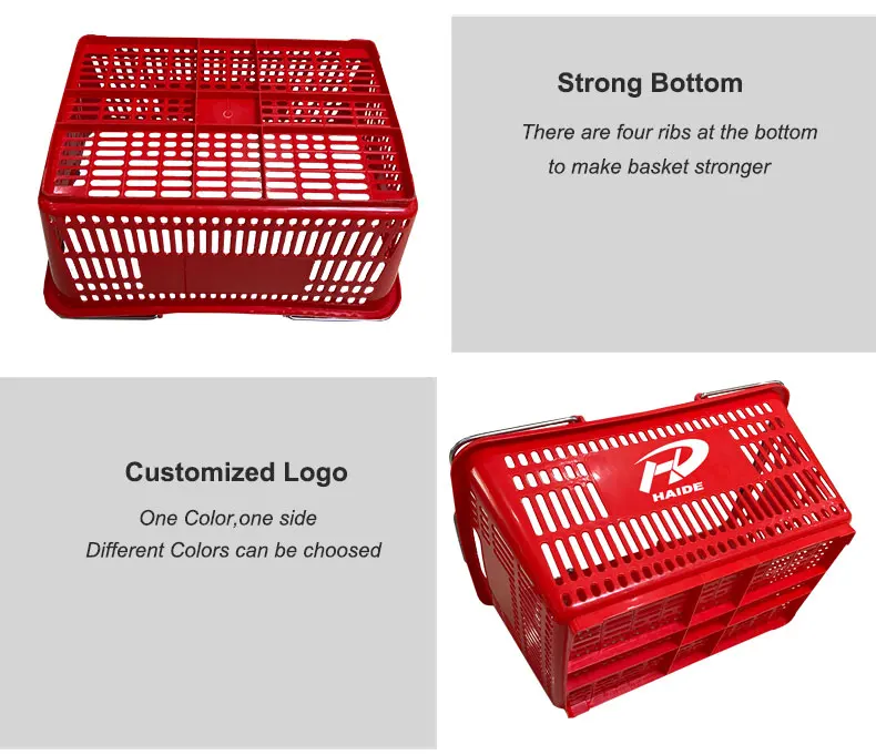 Stackable Storage Crates With Handles Plastic Grocery Shopping Baskets ...
