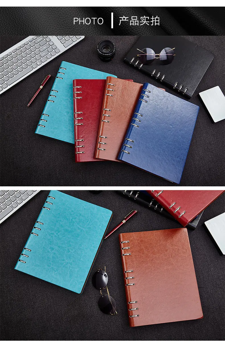 Easy To Carry Shorthand A5 Openwork Binder Detachable Notebook Leather ...