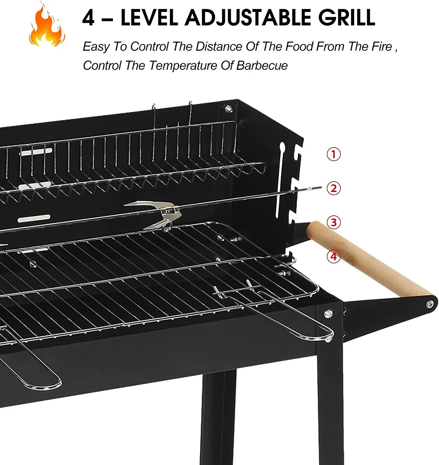 Deluxe Outdoor Charcoal Barbecue Grill with Adjustable Height