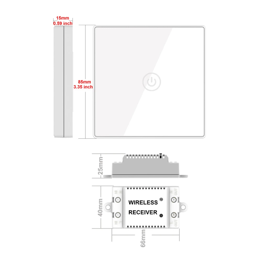 Wireless Luxury Wall Switch 2 Gang 2 Way Push Button Light Led ...