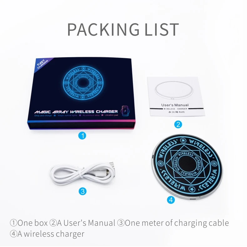 Weluv Magic Circle Wireless Charger Led Light Pad Qi Charging 10w Fast ...