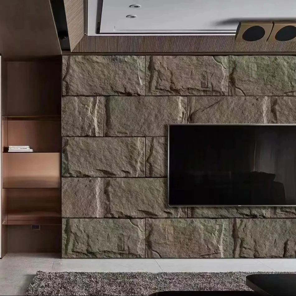 3d Design Stone Look Wall Panel Black Artificial Stone Interior And Exterior Pu Home Decor Stone ...