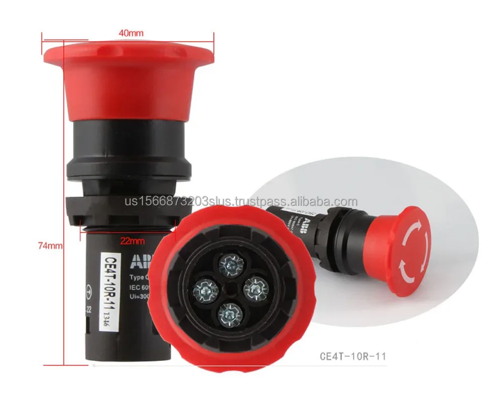 AB-Bemergency Stop Emergency Button CE4T-10R-11 MPET1-10R MPEP4-10R 22MM Red 40MM Mushroom Head ...
