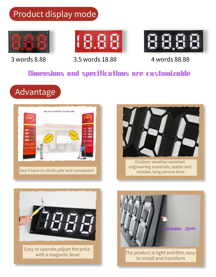 7-segment Code Magnetic Flip Digital Board for Gas Station Oil Price ...