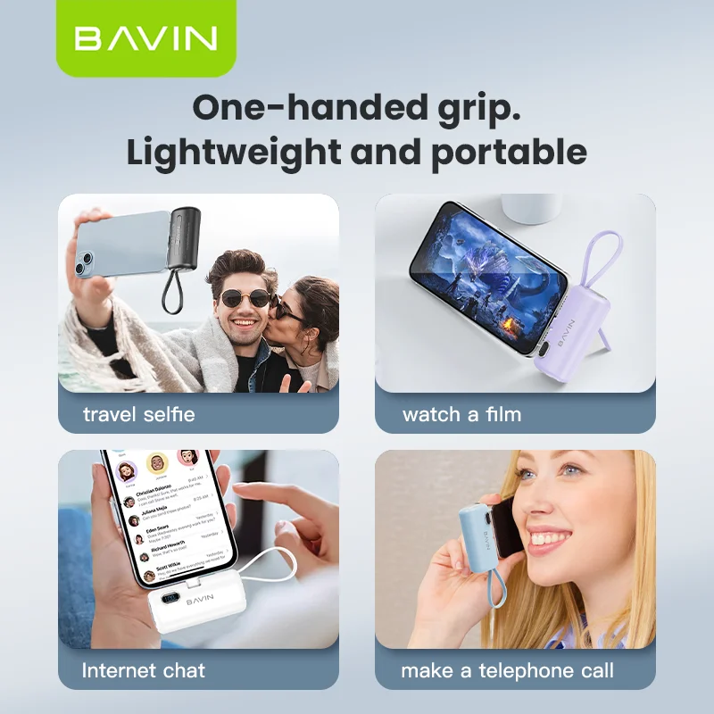 BAVIN Mini Powerbank - 5000mah Fast Charging, Portable & Secure