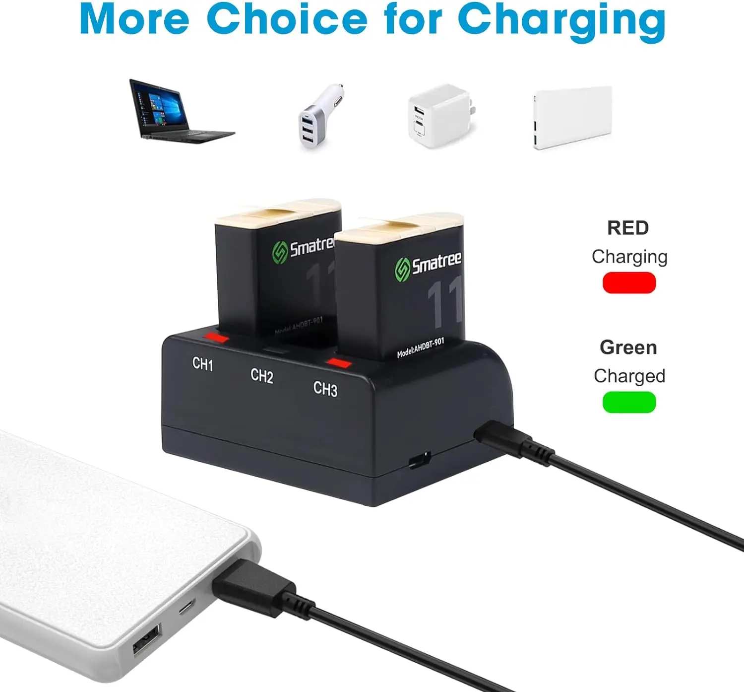 Smatree Batteries Compatibility For Gopro Hero 12,Hero 11,Hero 10,Hero ...