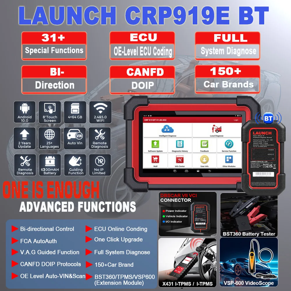 CRP919E BT Analyzer Full System Diagnostic Tools OBD2 Scanner X431 ...