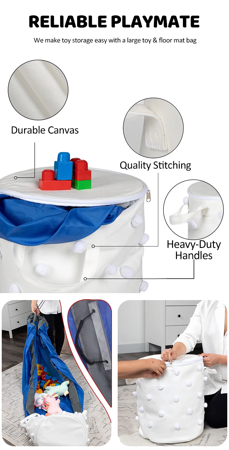 Versatile 13x13x16 Inches Durable Canvas Play Mat Easy Clean-up ...