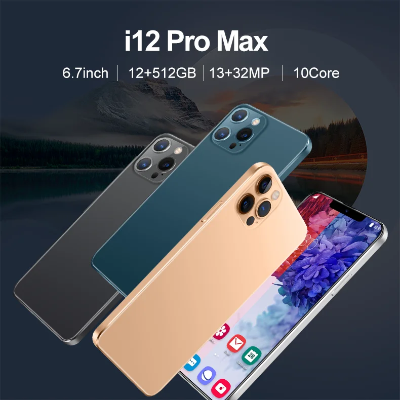 I12 Pro Max + 6.7 Inch 12gb + 512gb Android Smartphone 10 Core 5g Phone ...