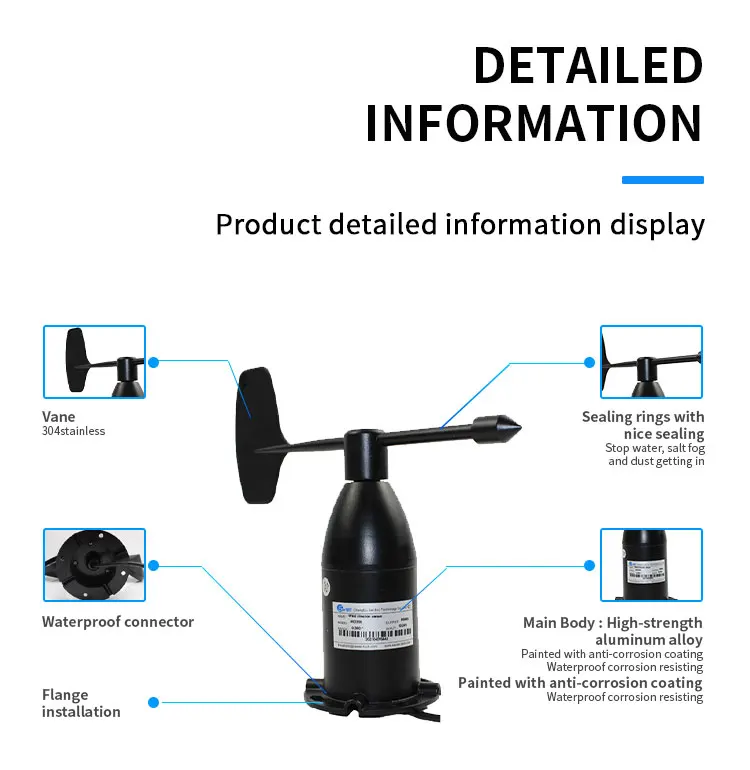 WD300 Digital RS485 RS232 Modbus Aluminum Alloy Wind Direction Sensor ...