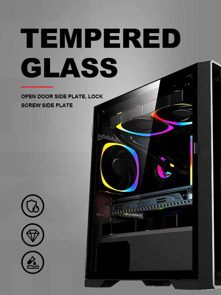 Atx Pc Anime Computer Case Plexiglass Horizontal Cooled Cpu Cabinet ...