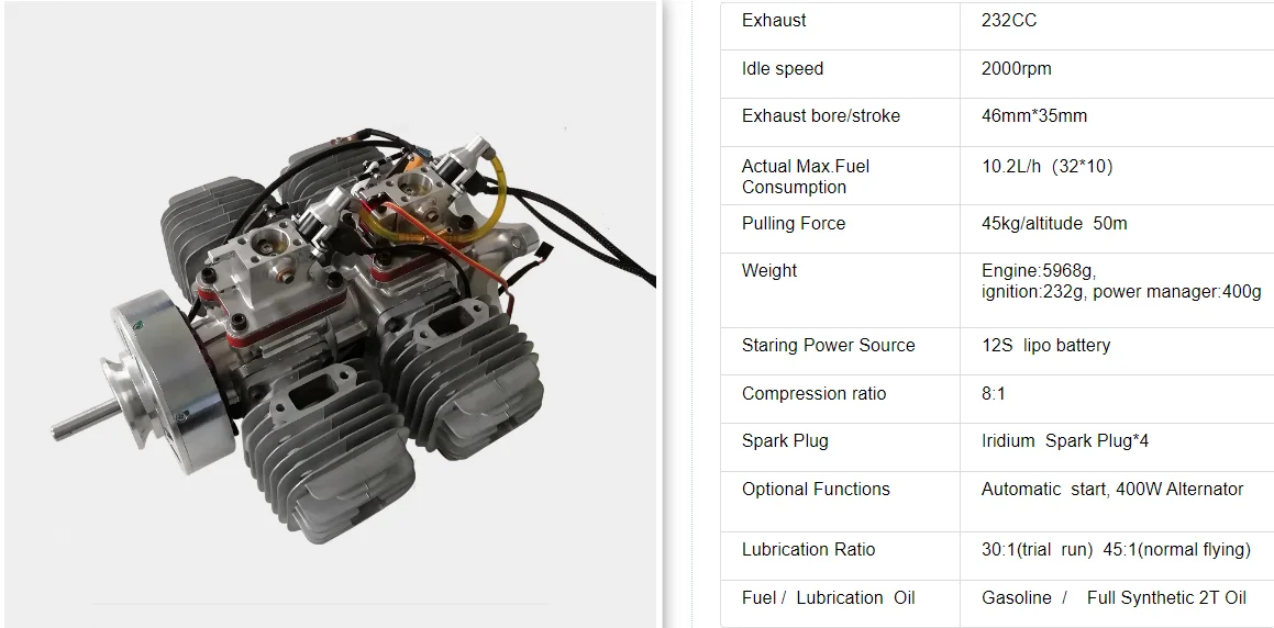 DLA232CC EFI CNC Processed Gasoline Engine for Model Aircraft