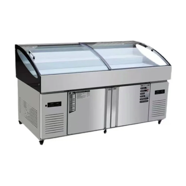 Stainless Steel Ice Table for Seafood Table Fridge with Freezer Pizza ...
