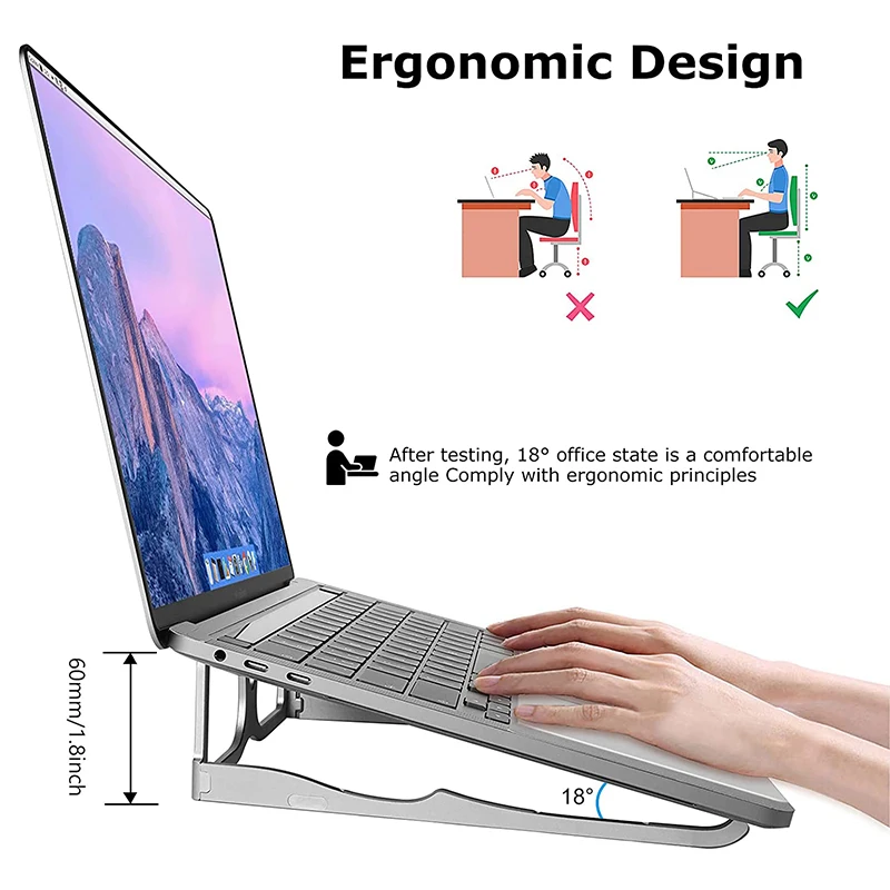 Portable Aluminum Desktop Laptop Stand Glasses Shaped Foldable Laptop ...
