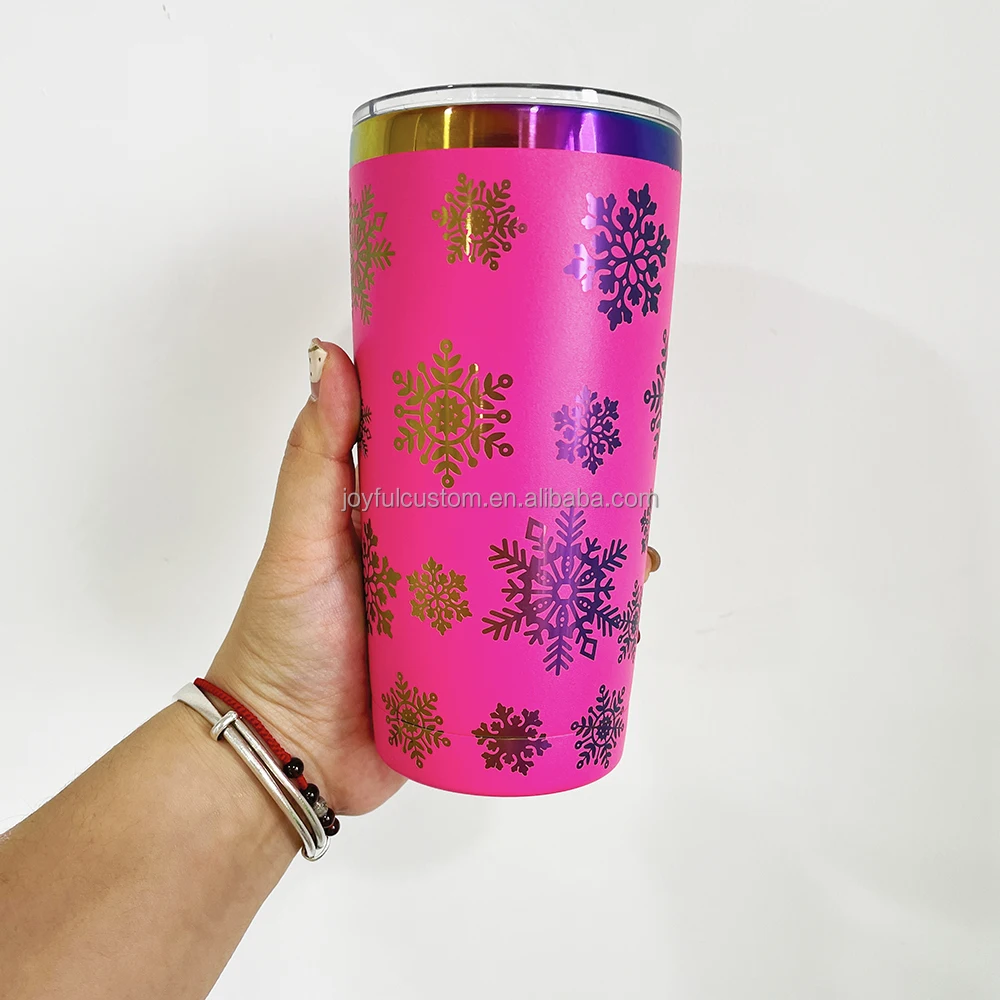 Stainless Steel Hot Pink Cups Vacuum Insulated Holographic Powder ...