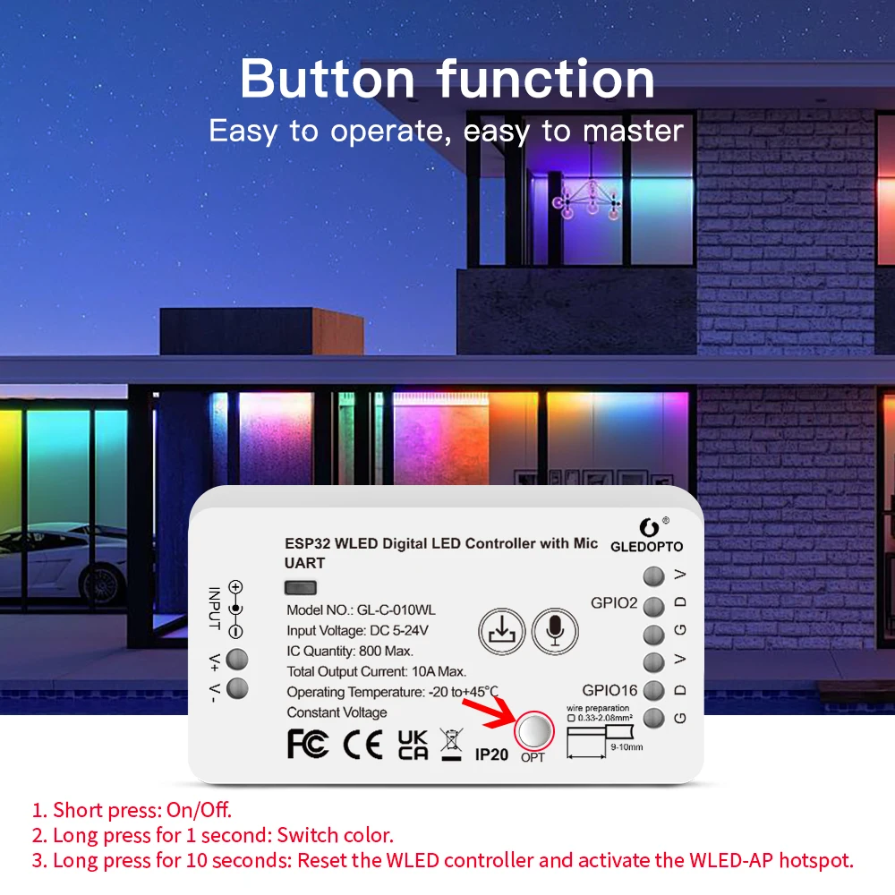Gledopto WLED ESP32 Controller - Smart LED Control