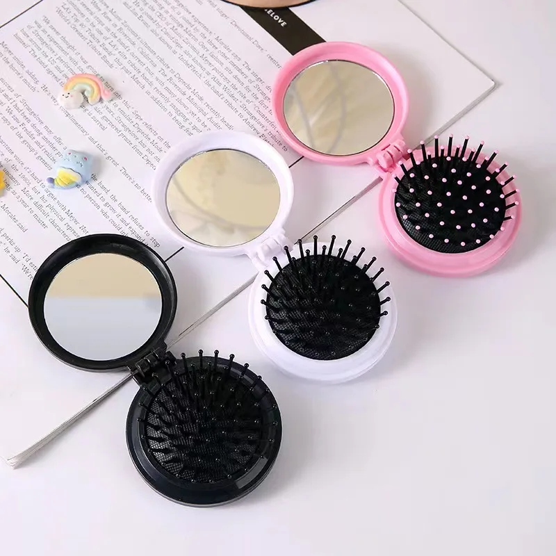 Customized logo Solid Color Mini Folding Comb Hair Brush Travel ...