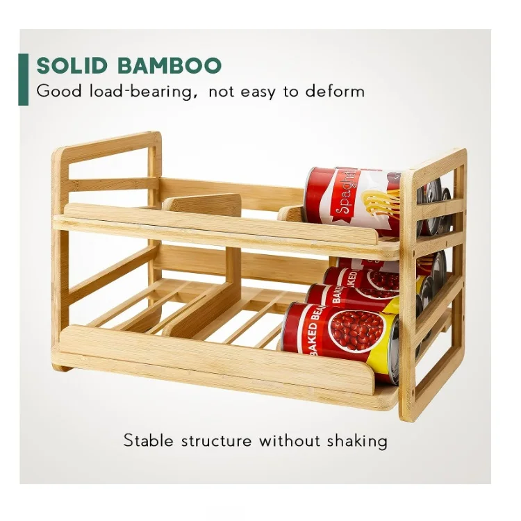 Bamboo Stackable Can Organizer Storage Rack Canned Goods Holder ...