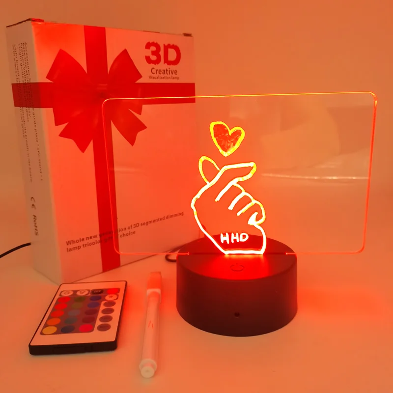 16 Colors Night Light Base Blank Erasable Pen Rewrit Creative Diy Rgb ...