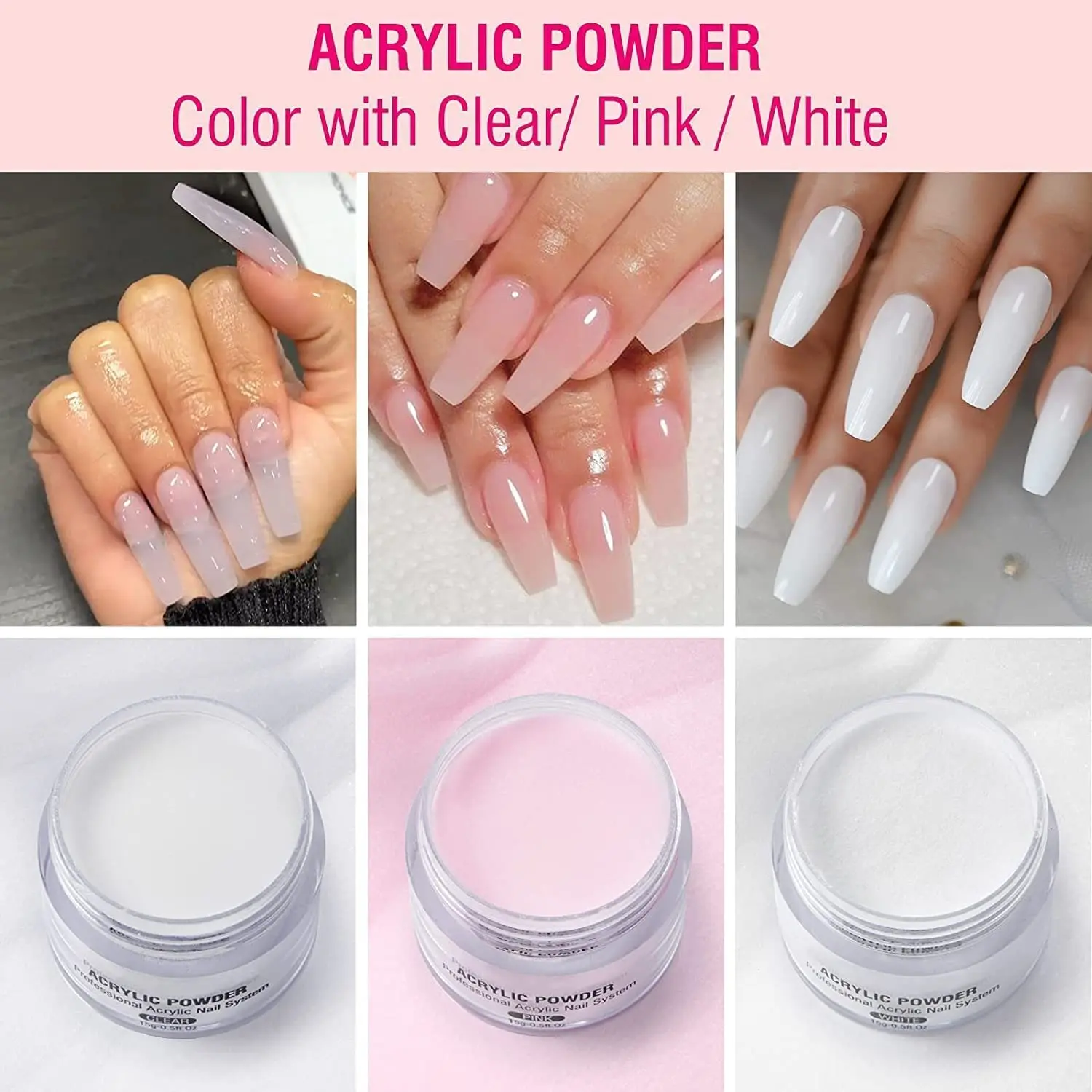 High Quality Cover Nude Clear Natural Cover Glitter Acrylic Powder For ...