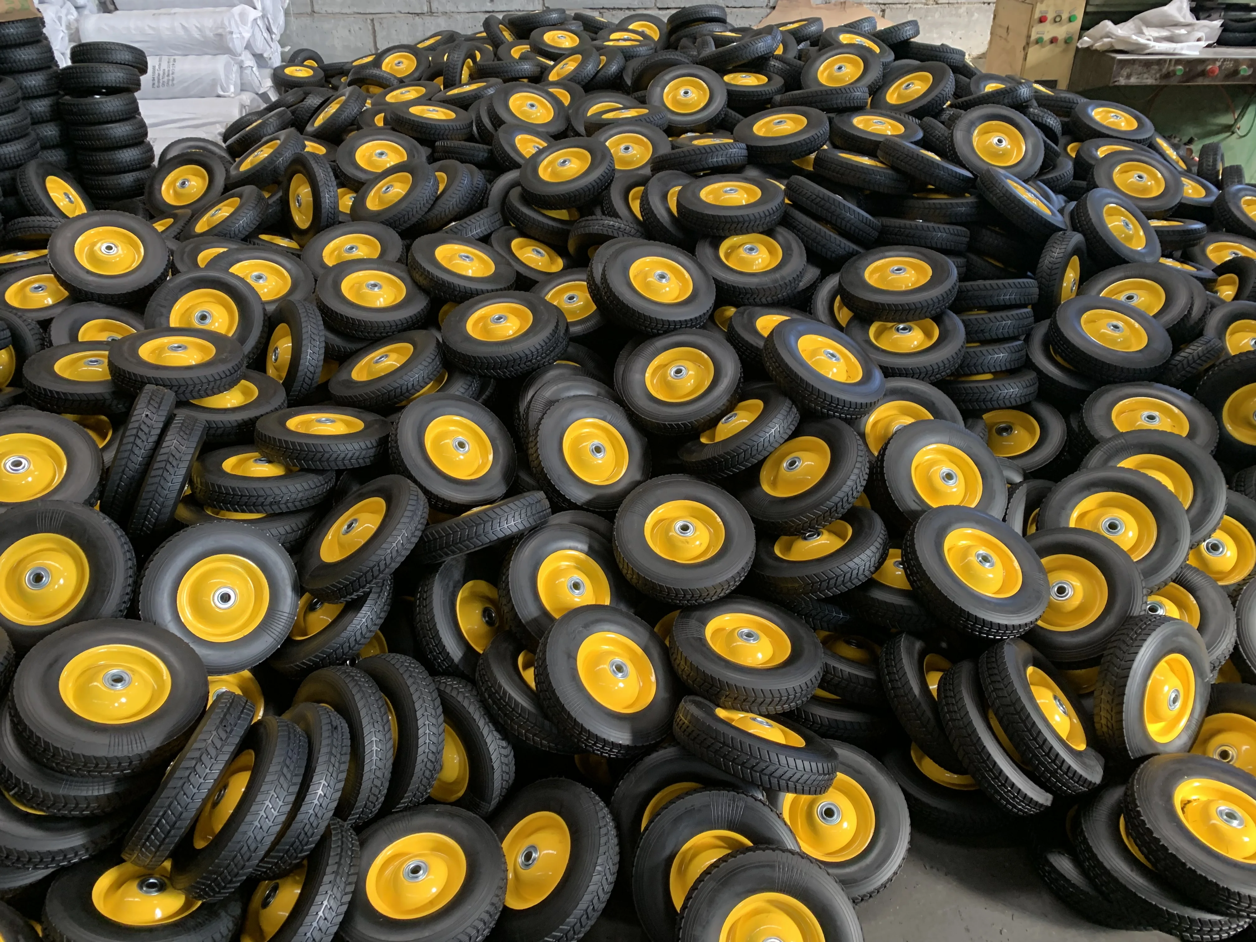 14 Inch 14x4 Solid Rubber Wheels With Long Axle Flat Free Wheels For ...