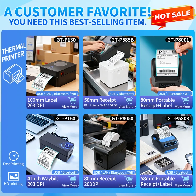 GTCODESTAR 80mm Label Thermal POS Printer 58mm Receipt Sticker Direct ...